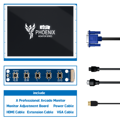 ULM26 Unico Phoenix Monitor Series 4:3 Arcade CRT Replacement LCD Moni ...